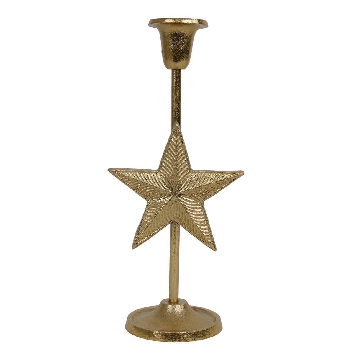 Candelabro Oro con Stella in Alluminio – H.24 cm | Stilé Collection